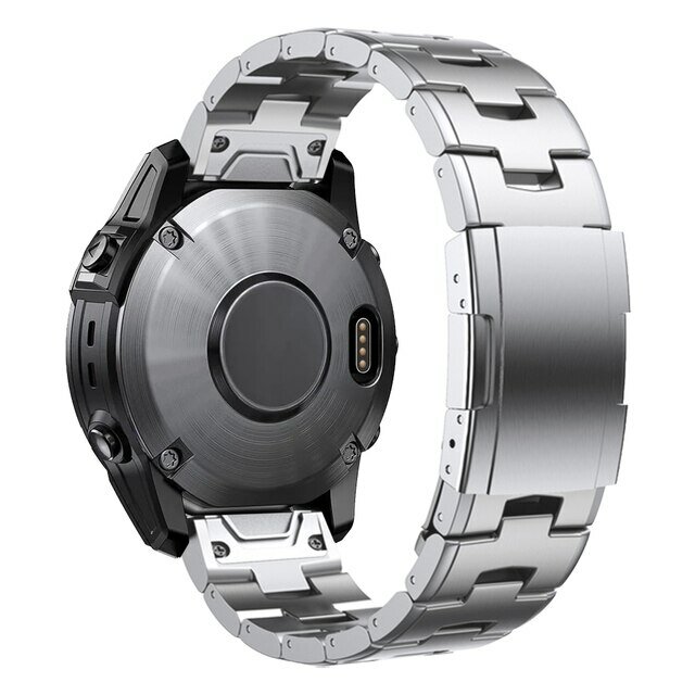 Титановый ремешок для часов Garmin 26 мм. Титановый браслет серебристый