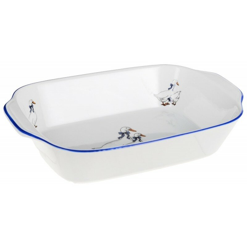 Лоток прямоугольный 21 см "Гуси" жаропрочный фарфор