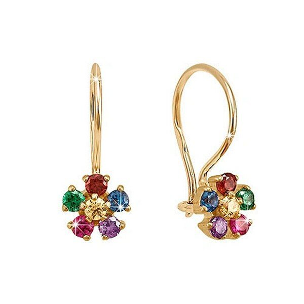 Серьги, красное золото, 585 проба, фианит