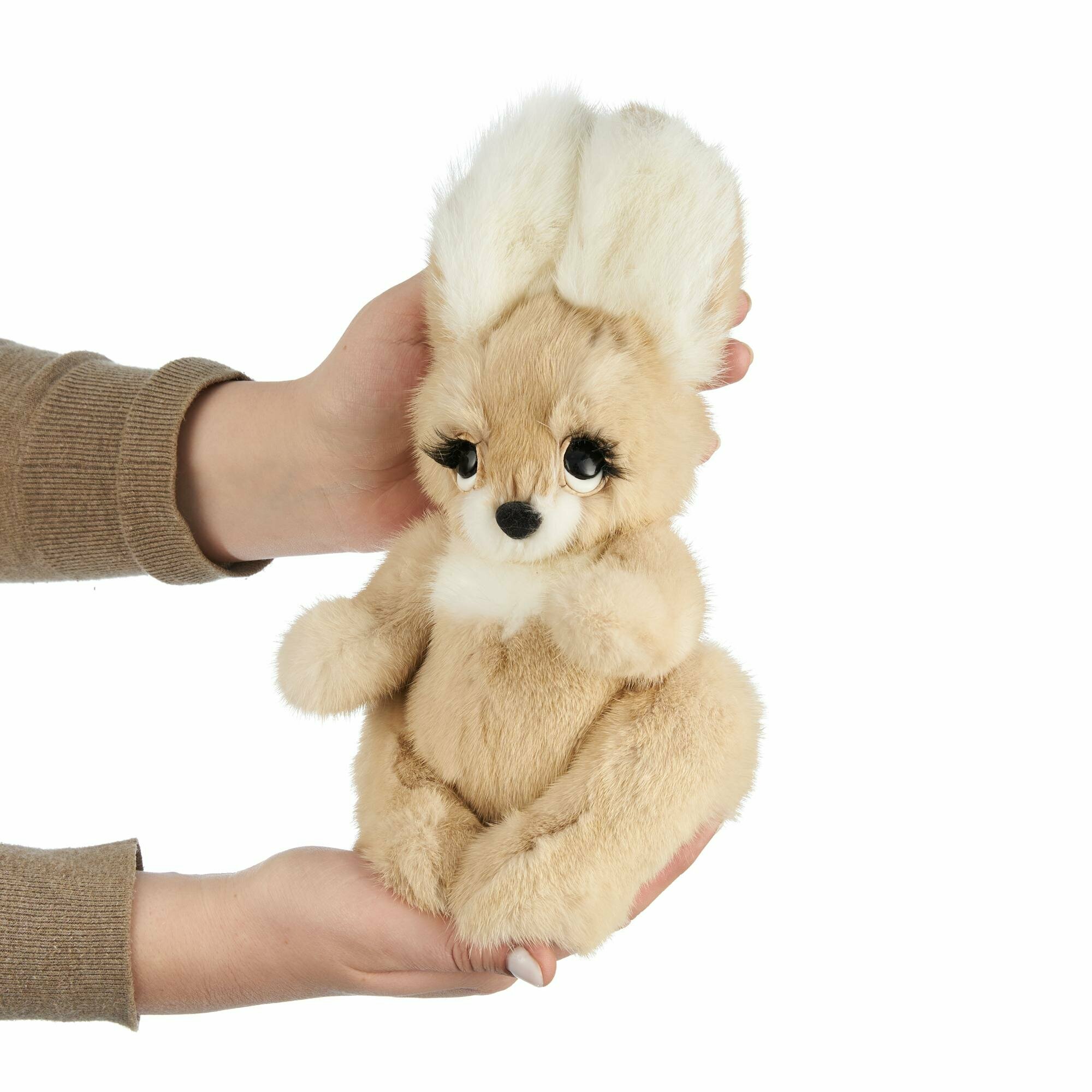 Мягкая игрушка Зайка Тедди Holich Toys из натурального меха норки бежевый Софа, мягкие игрушки, игрушки для детей, детские игрушки, игрушки для девочек, игрушки для мальчиков