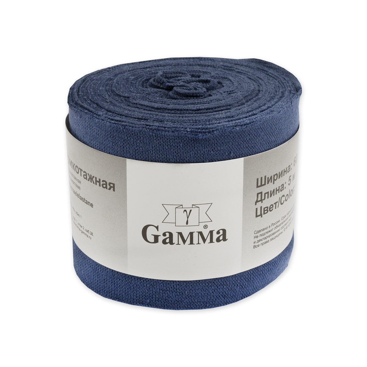 Gamma лента окантовочная трикотажная 60 мм рибана джинсовый 95% хлопок 5% эластан 5 м