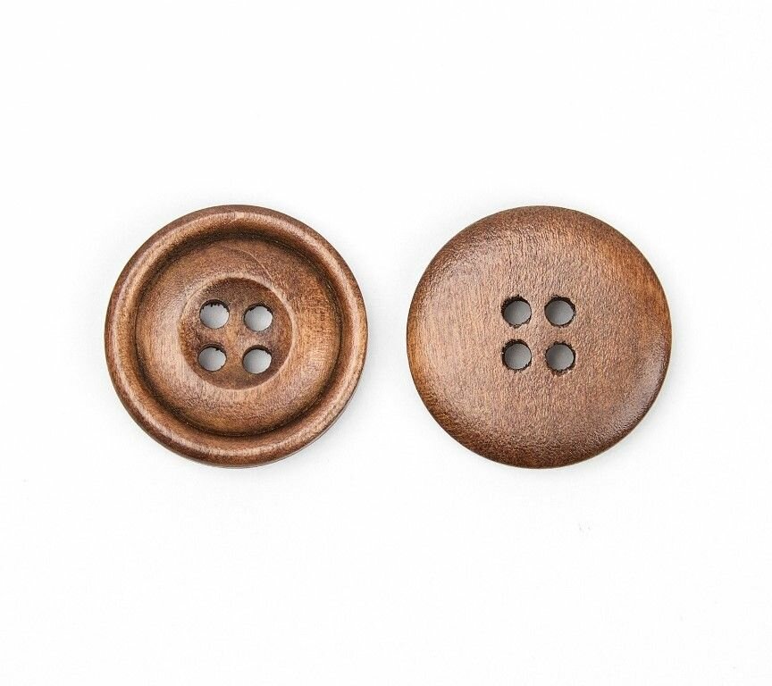 Пуговицы деревянные, арт. 0452, цв. Орех, 36L-23мм (уп.50 шт.)