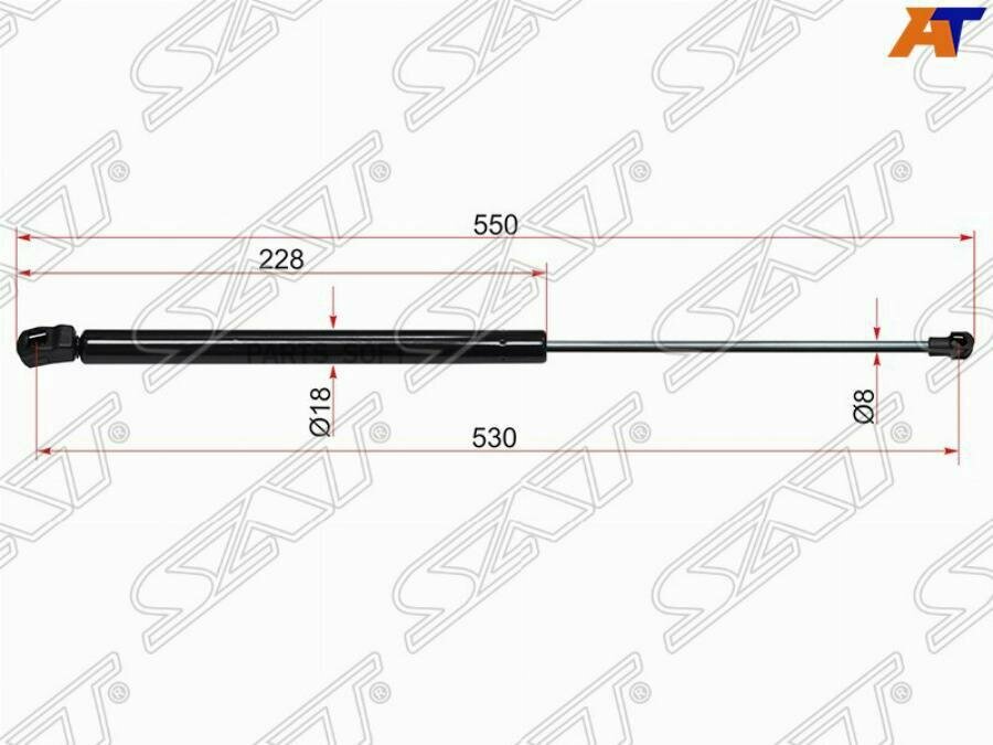 Амортизатор крышки багажника Volkswagen Golf 12-19 (Справа=Слева) Sat арт. ST5G6827550C