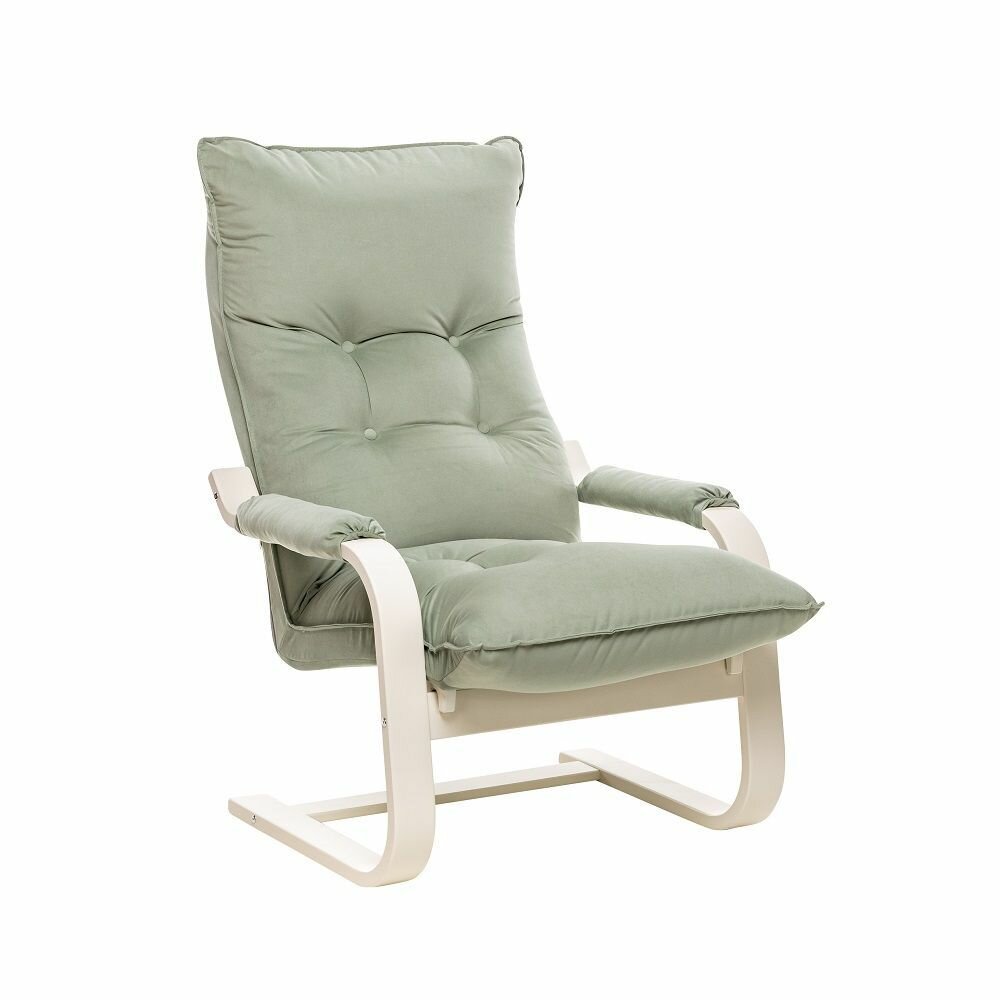 Кресло трансформер для отдыха Оливер, Кресло качалка с пружинящим эффектом, Слоновая кость, велюр V 14