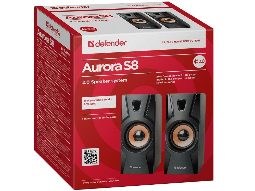Колонки 2.0 DEFENDER AURORA S8, черный