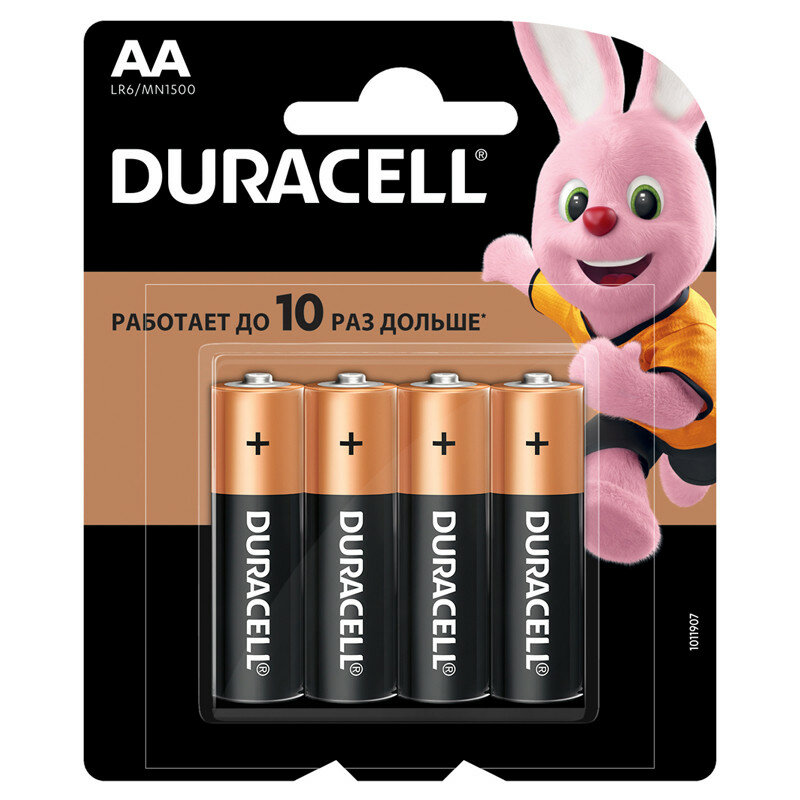 Батарейка Duracell Basic AA (LR6) алкалиновая, 4BL, 16 штук, 276584