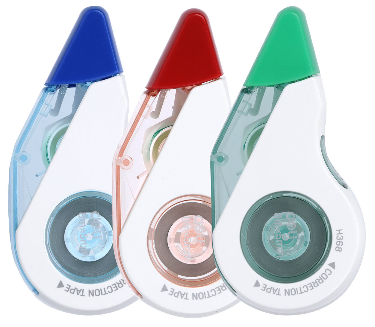 Набор из 12 штук Лента коррект. Deli EH368 8мх5мм ассорти корпус белый блистер