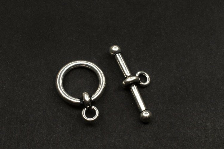 Замок-тогл TierraCast Анна 19х25мм/31х12мм, отверстие 2мм, цвет античное серебро, 94-6160-12, 1 комплект