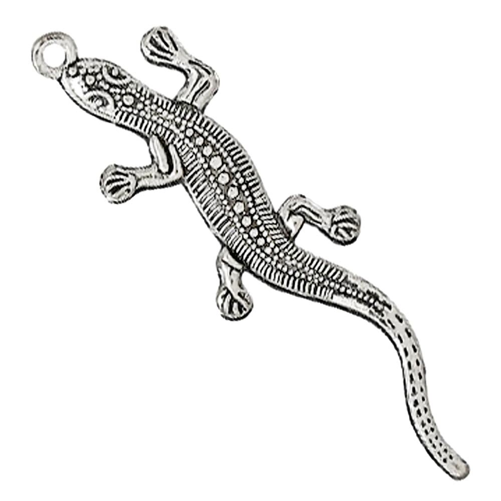 Фурнитура для бижутерии Подвеска Ящерица Крупная 0011126 серебряный цвет 55x15x2 мм, цена за 10 шт.