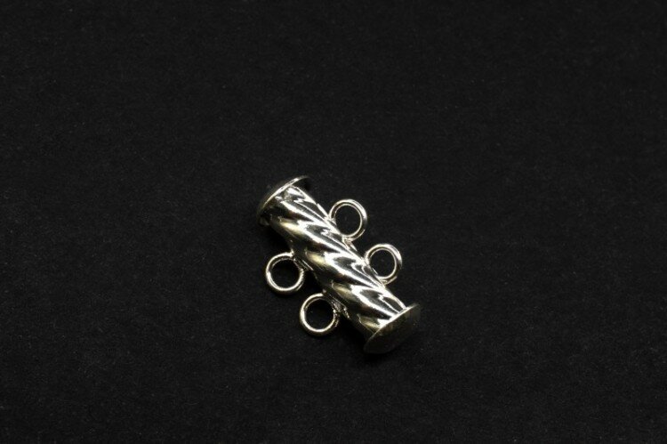 Замок-слайдер на 2 нити 17х11мм, отверстие 2мм, цвет серебро, сплав металлов, 08-038, 1шт