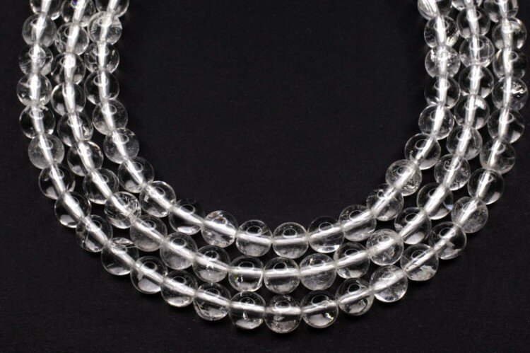 Бусина круглая Кварц 6мм, отверстие 1мм, оттенок прозрачный, 564-010, 10шт