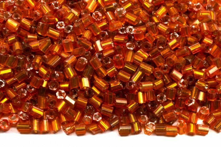 Бисер китайский рубка размер 11/0, цвет 0029В оранжевый, серебряная линия внутри, 450г