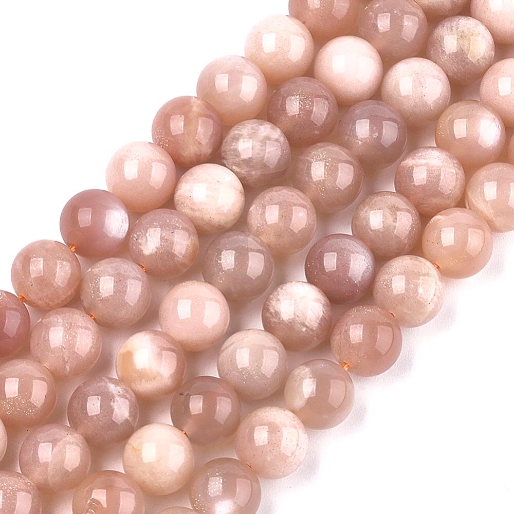 Натуральная бусина Авантюрин (Солнечный камень) розовый 0011074 шарик 8 мм, цена за 2 шт.