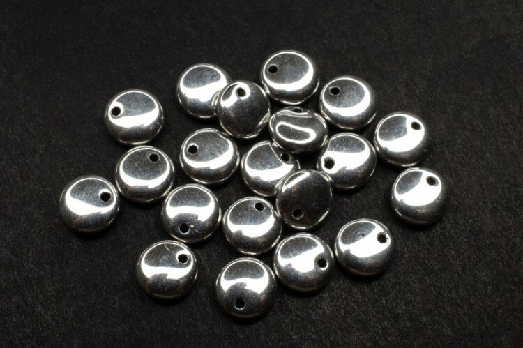 Бусины Lentils 6мм, отверстие 0,8мм, цвет 23980/27000 Jet Labrador Full, 725-042, 20шт