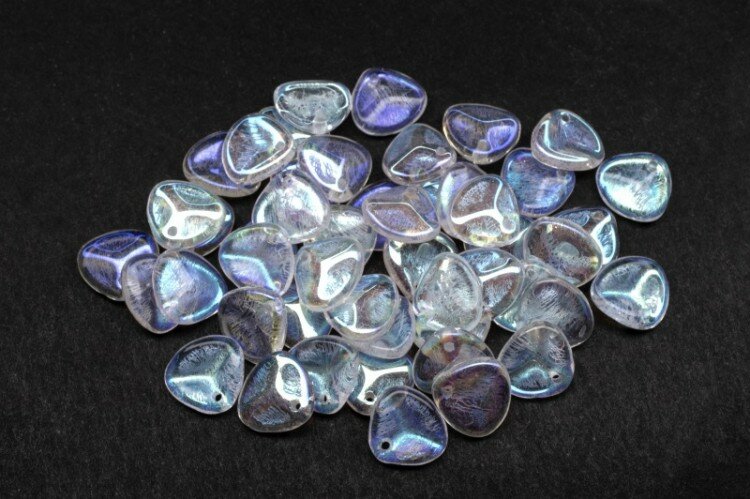 Бусины Rose Petal beads 8мм, отверстие 0,5мм, цвет 00030/28701 Crystal AB, прозрачный радужный, 734-025, около 10г (около 50шт)