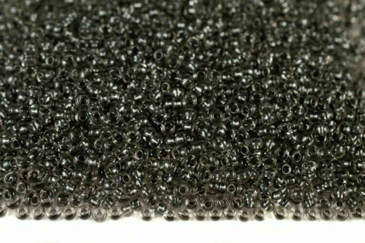 Бисер чешский PRECIOSA круглый 10/0 38949 прозрачный, серая перламутровая линия внутри, 20 грамм