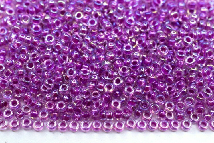 Бисер японский MIYUKI круглый 11/0 #0264 фиолетовый радужный, окрашенный изнутри, 10 грамм