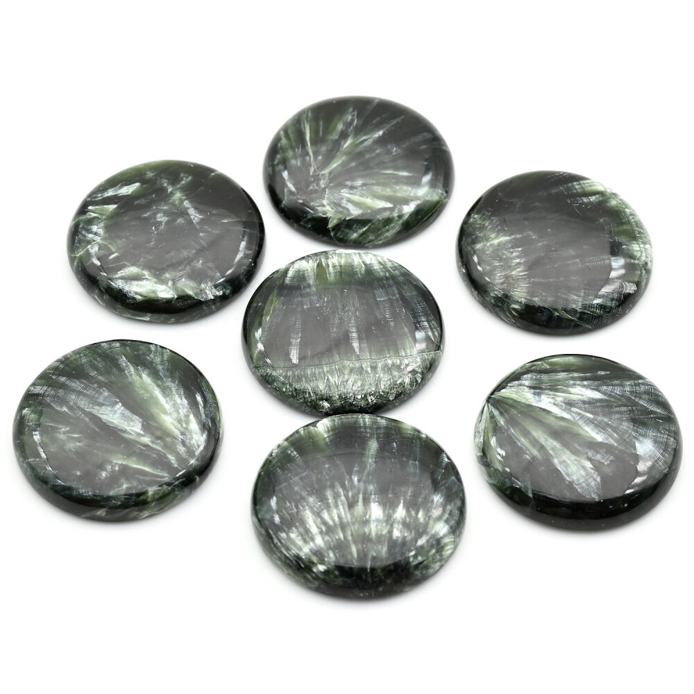 Кабошон из серафинита круг, 27-28*5мм