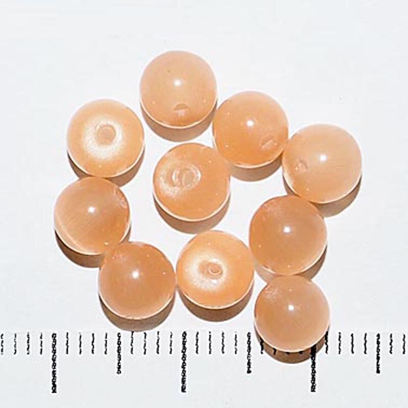 Натуральная бусина под Кошачий глаз персиковый 0009004 шарик 6 мм, цена за 30 шт.