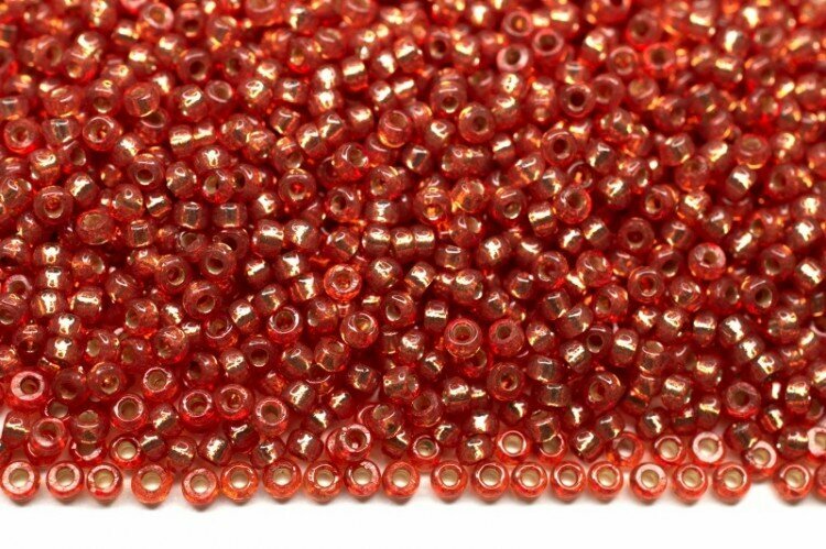 Бисер японский MIYUKI круглый 15/0 #4244 хурма полуматовый, серебряная линия внутри, Duracoat, 10 грамм