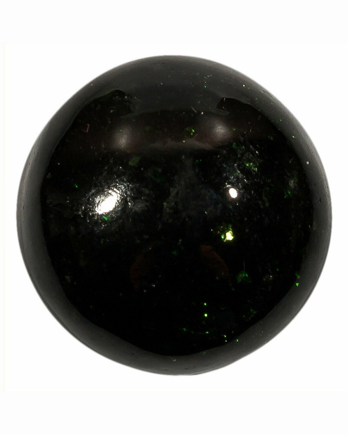 Кабошон из зеленого авантюрина (имитация), размер 15х14х6 мм, вес 10 грамм