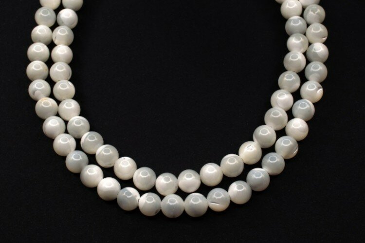 Бусина круглая из ракушки 6мм, отверстие 0,8мм, цвет кремовый, 526-032, 2шт