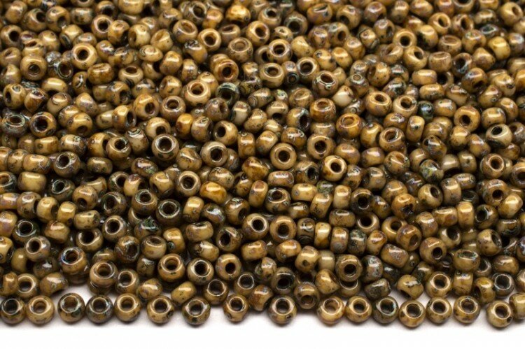Бисер японский MIYUKI круглый 11/0 #4517 светло-коричневый, непрозрачный пикассо, 10 грамм