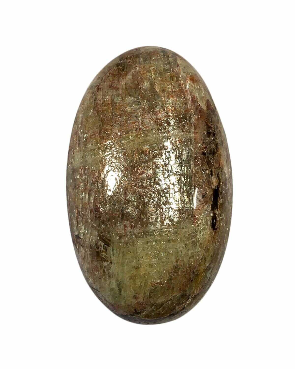 Кабошон из кианита размером 45х27х10 мм. На стеклянной подложке.