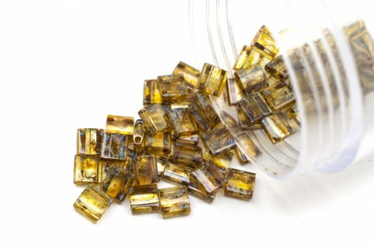 Бисер японский MIYUKI TILA #4501 шафран, прозрачный пикассо, 5 грамм