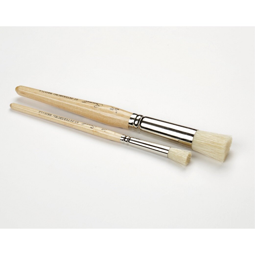 Кисть щетина круглая (трафаретная) сонет №1/4 ручка короткая