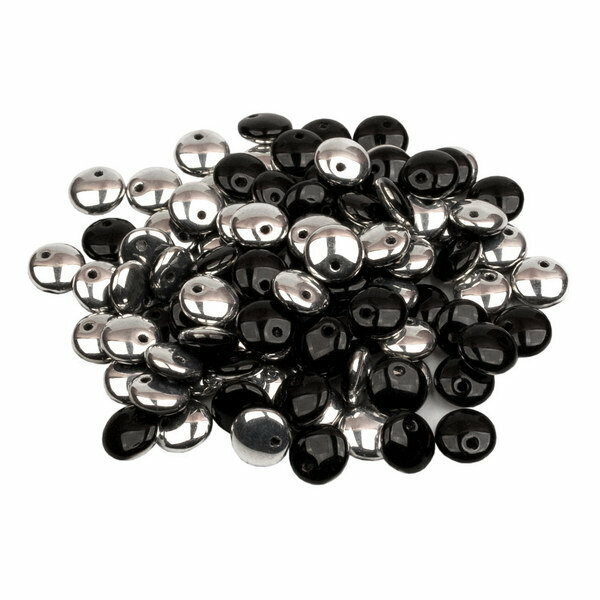 Стеклянные чешские бусины, Lentils, 6 мм, цвет Jet Labrador, 100 шт.