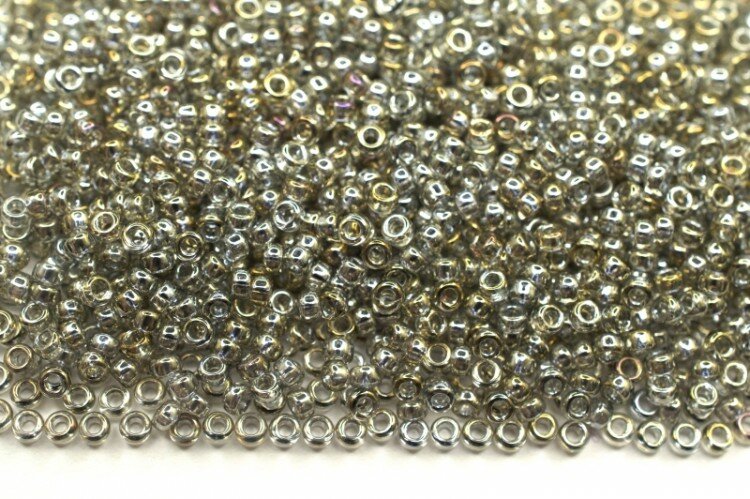 Бисер японский MIYUKI круглый 15/0 #1881 серый, золотое сияние, 10 грамм