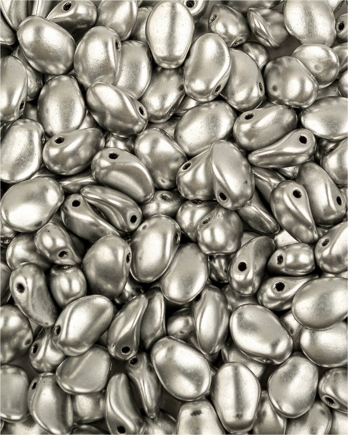 Стеклянные чешские бусины, Tulip Petals, 6х8 мм, цвет Aluminium Silver, 20 шт.