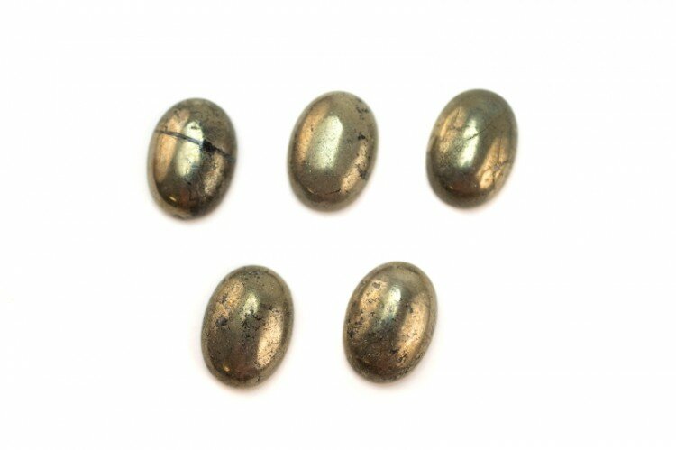 Кабошон овальный 18х13мм, Пирит, оттенок серебристый, 2010-002, 1шт