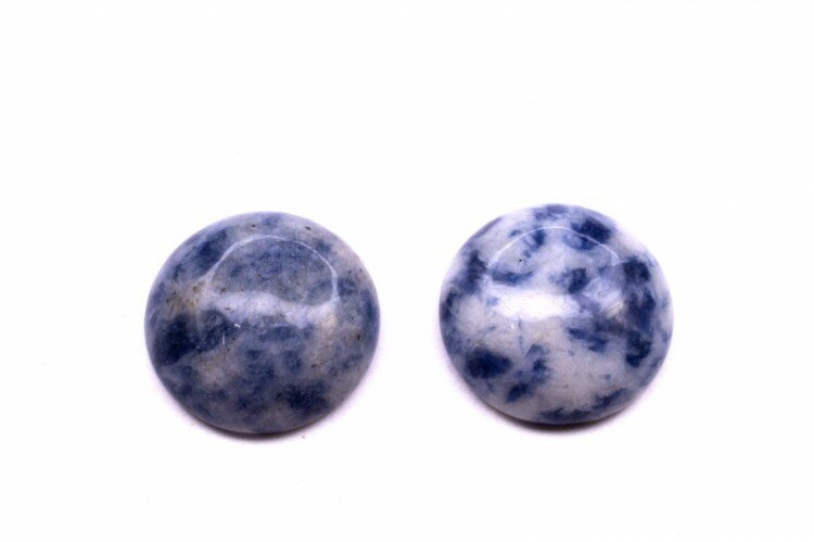 Кабошон круглый 14мм, Яшма, оттенок голубой, 2022-005, 1шт