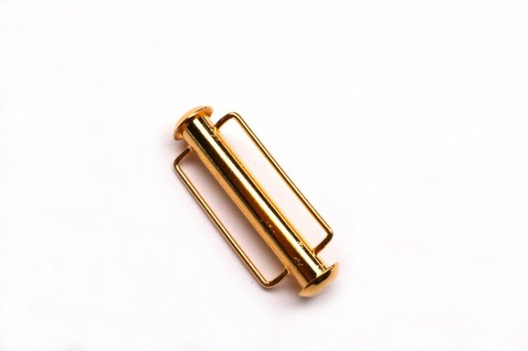 Замок-слайдер 26,5х11мм, петли 17,8х2мм, цвет золото, сплав металлов, 08-022, 1шт