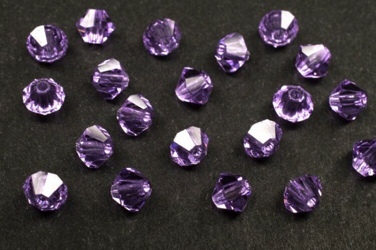 Бусины биконусы хрустальные 4мм, цвет VIOLET, 746-098, 20шт
