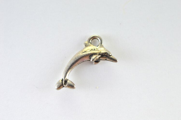 Подвеска TierraCast Дельфин 19х9х4мм, отверстие 1,8мм, цвет античное серебро, 94-2130-12, 1шт
