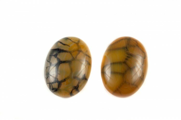 Кабошон овальный 30х22мм, Агат "Вены дракона", оттенок коричневый с прожилками, 2011-002, 1шт