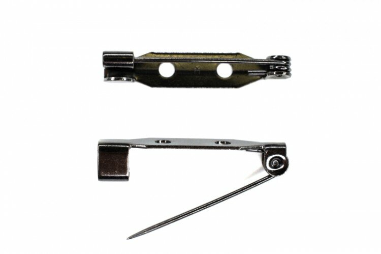 Основа для броши 25мм, цвет гематит, латунь, 18-077, 1шт