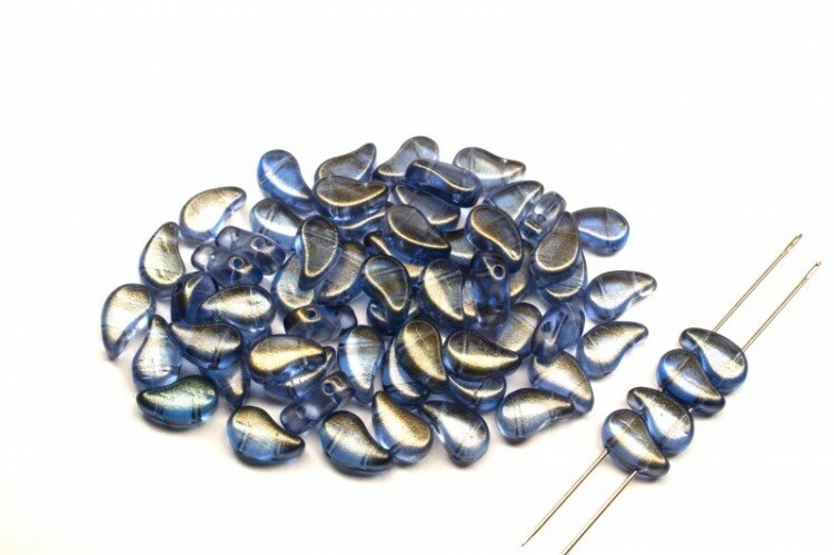 Бусины PaisleyDuo 8х5мм, отверстие 0,8мм, цвет 00030/29264 Halo Cerulean Blue, 751-055, 10г (около 37шт)
