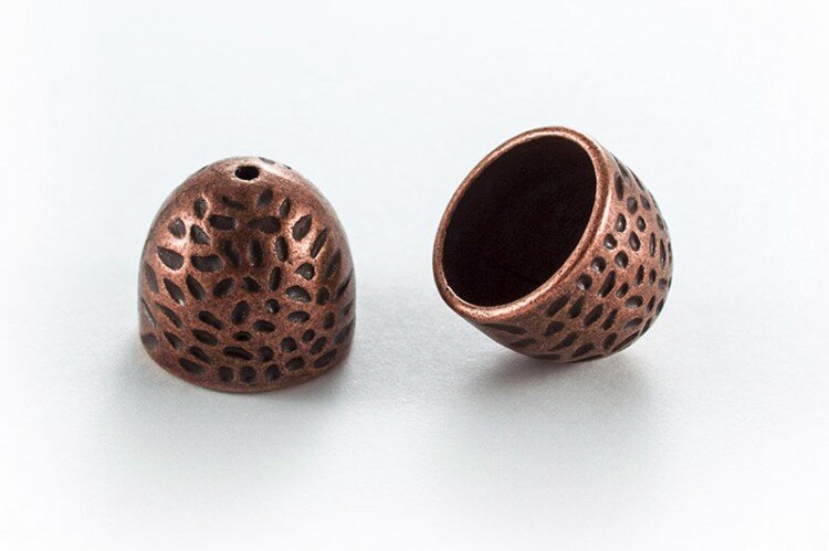 Концевик 16х14мм, внутренний диаметр 14мм, отверстие 1мм, цвет античная медь, сплав металлов, 01-005, 2шт