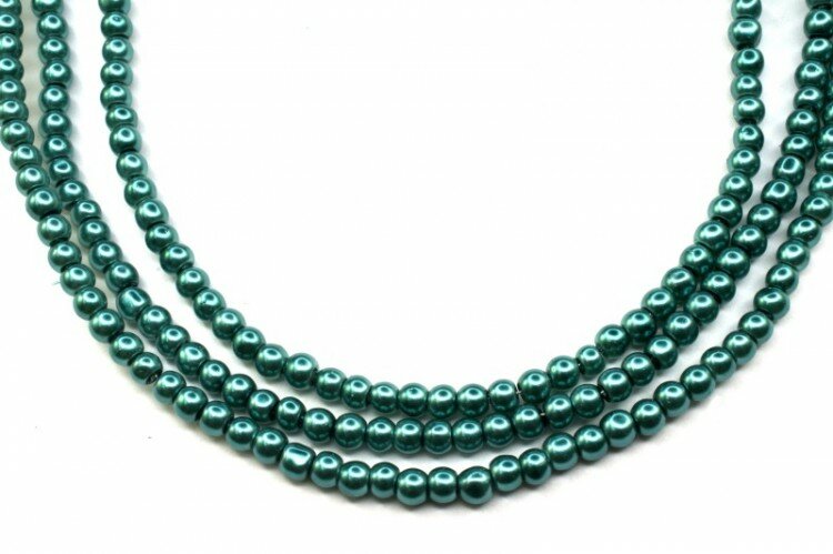 Жемчуг искусственный 3мм, отверстие 0,5мм, цвет бирюзовый, 516-007, 1 нить (около 33см, около 110шт)
