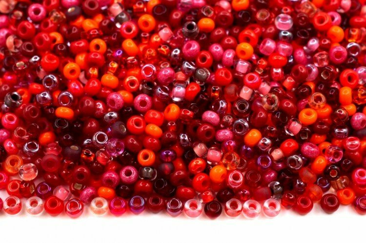 Бисер чешский PRECIOSA Микс #013, смесь форм и размеров, оттенок красный, 50г