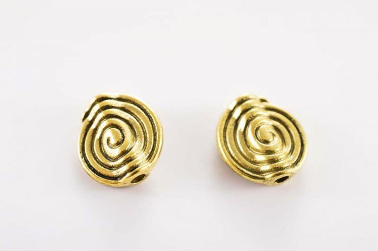 Бусина разделительная Спирали 11х4мм, отверстие 1,5мм, цвет античное золото, сплав металлов, 24-008, 10шт
