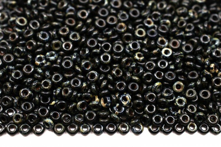 Бисер японский TOHO Demi Round 11/0 #Y302F черный матовый, hybrid Пикассо, 5 грамм