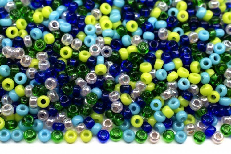 Бисер японский MIYUKI круглый 11/0 MIX14 драгоценные камни, микс Gemtones, 10 грамм