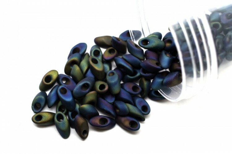 Бисер японский MIYUKI Long Magatama #2014 фиолетовый ирис, металлизированный матовый, 10 грамм