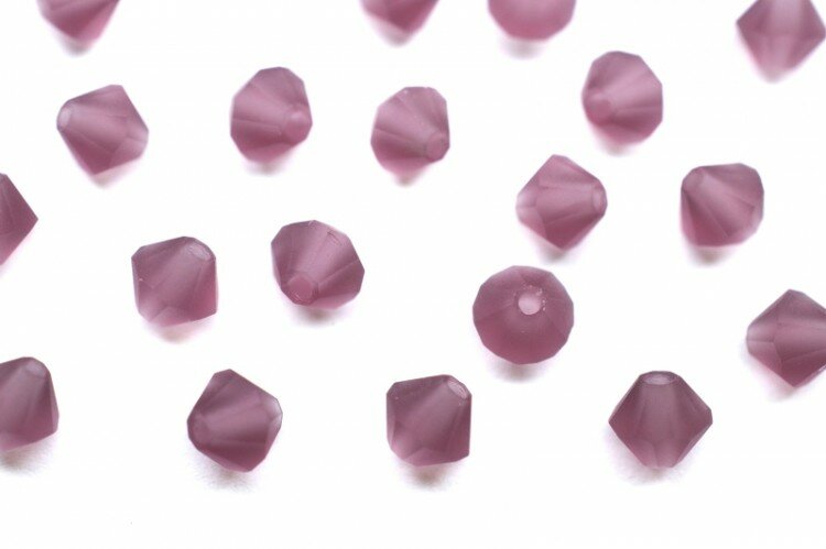 Бусины биконусы хрустальные 4мм, цвет AMETHYST MATT, 746-009, 20шт