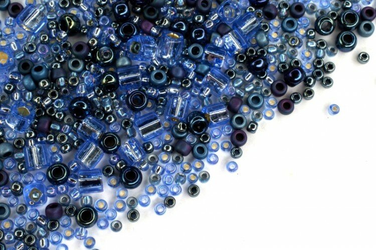 Бисер японский TOHO MIX 3204, смесь форм и размеров, оттенок фиолетово-синий, 10 грамм